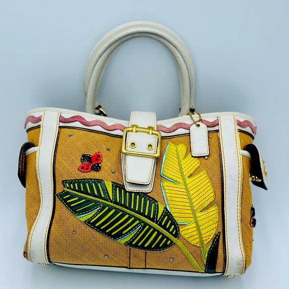 Bags | Coach Limited Edition Ladybug Straw Leather Bag Purse ...